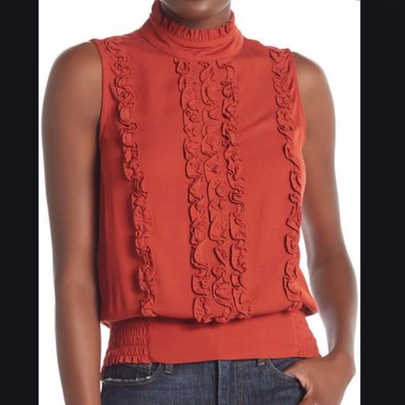 Frame Denim | Tops | Frame Ruffled Mock Neck Sleeveless Blouse | Poshmark